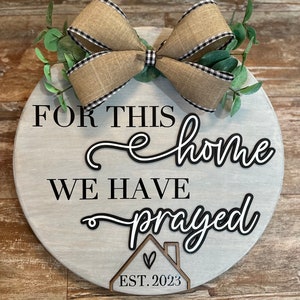 Front Door Decor, for This Home We Have Prayed, Front Door Wreath, Door ...