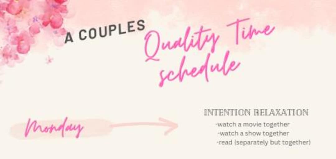 Couples Quality Time Planner PDF | 3-page Weekly Schedule, Date Ideas ...