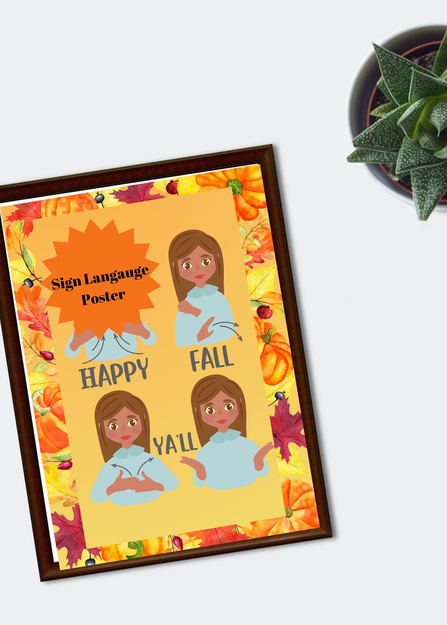 Asl/sign Language Fall Poster for Classrooms, Teachers, Children ...