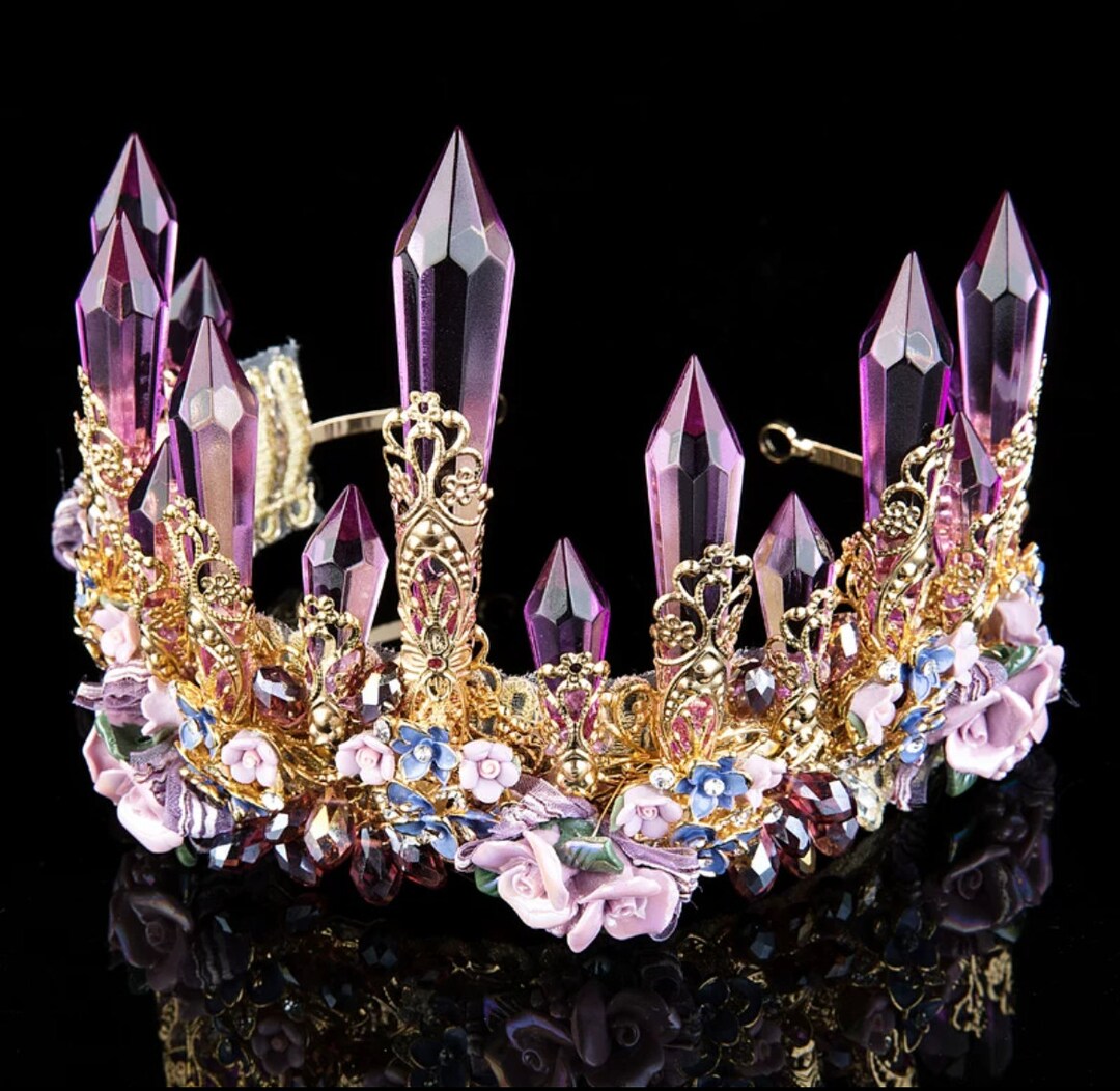Handmade Purple and Gold Crown Bridal Tiara Purple Crown - Etsy