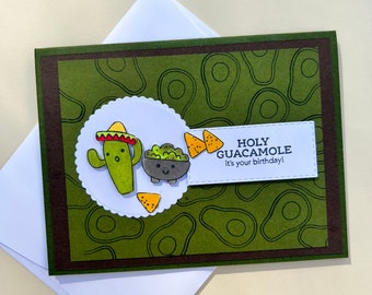 Holy Guacamole Birthday Card Hand Stamped Handmade Stampin' up Blank ...