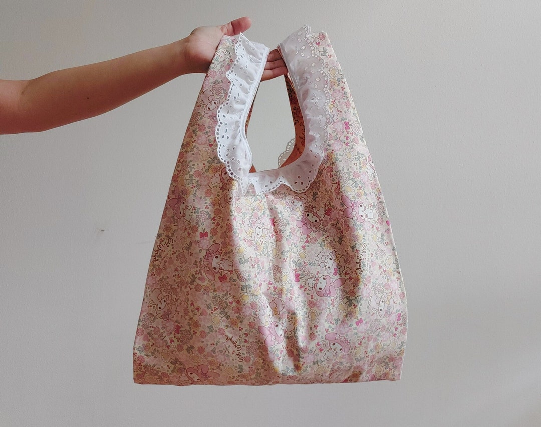 Super Kawaii ~ Hand-sewn Cloth Fabric Eco Shopping and Grocery Tote Bag ...