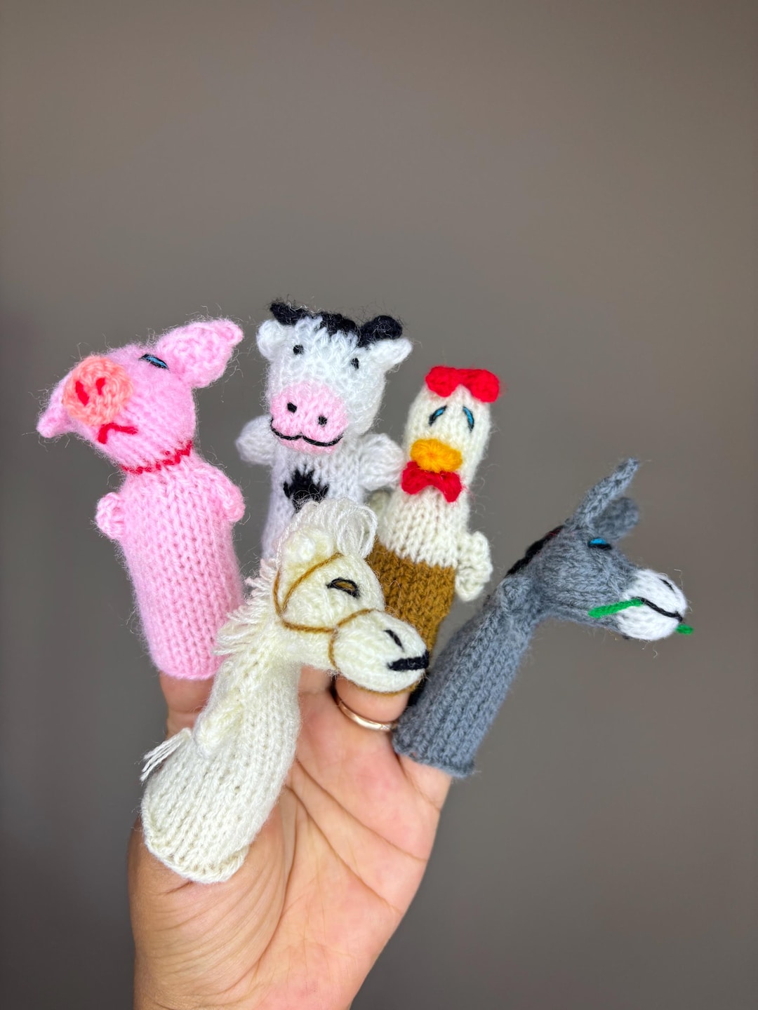 Handmade Wool Knit Finger Puppets Farm Animal (from 5 to 100 Units) - Etsy
