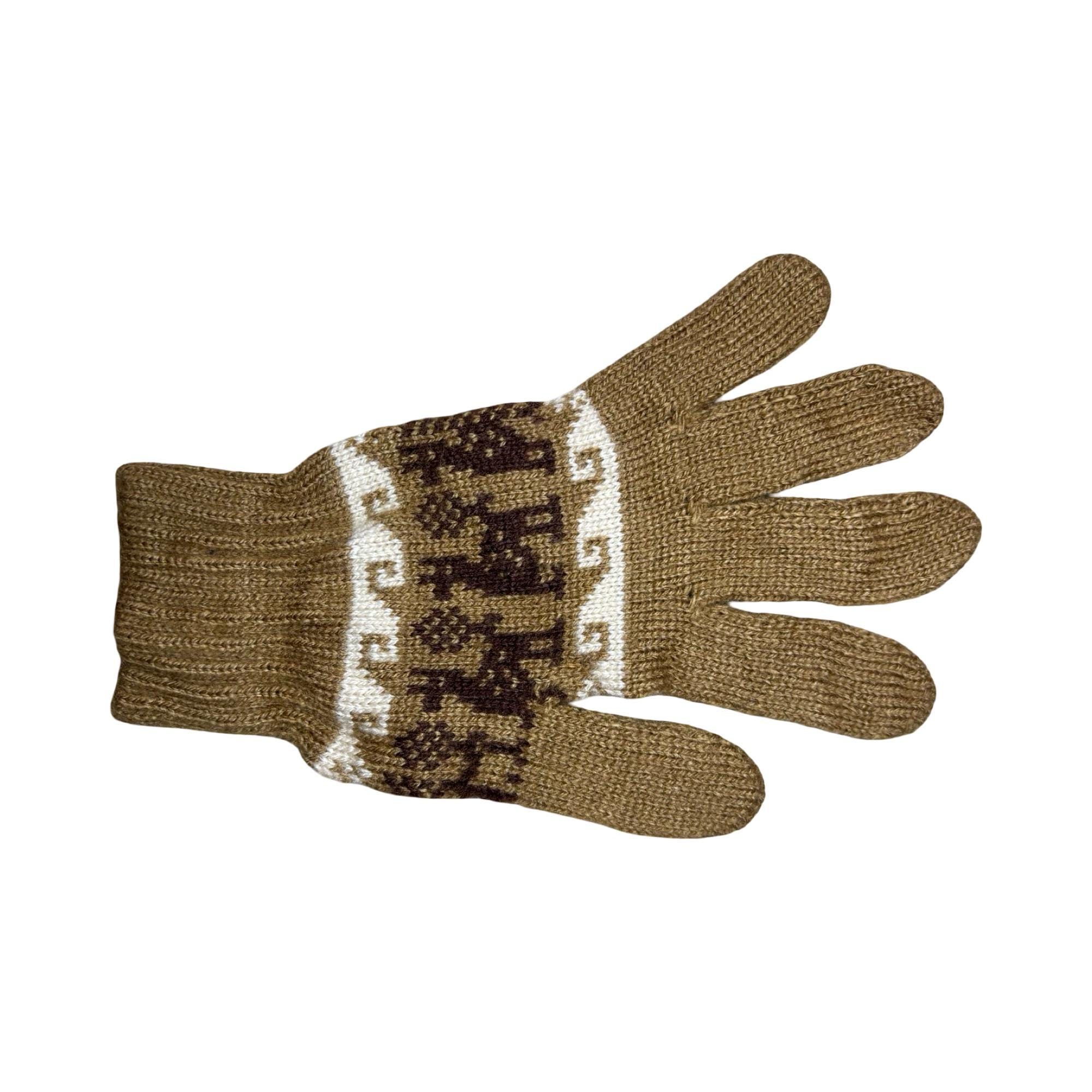 Alpaca Wool Gloves With Llama Design – Medium Winter Knit Gloves in ...