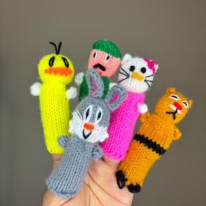 Handmade Wool Knit Finger Puppets: Educational Storytelling Toys (lot ...