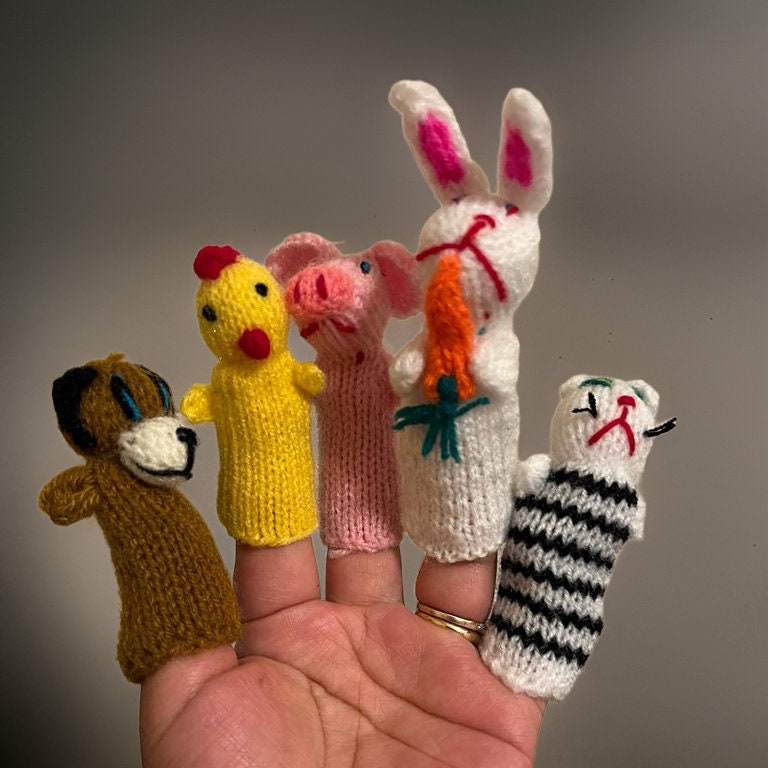 30 Finger Puppets, Hand Knitted Finger Puppets, Storytelling Puppets ...
