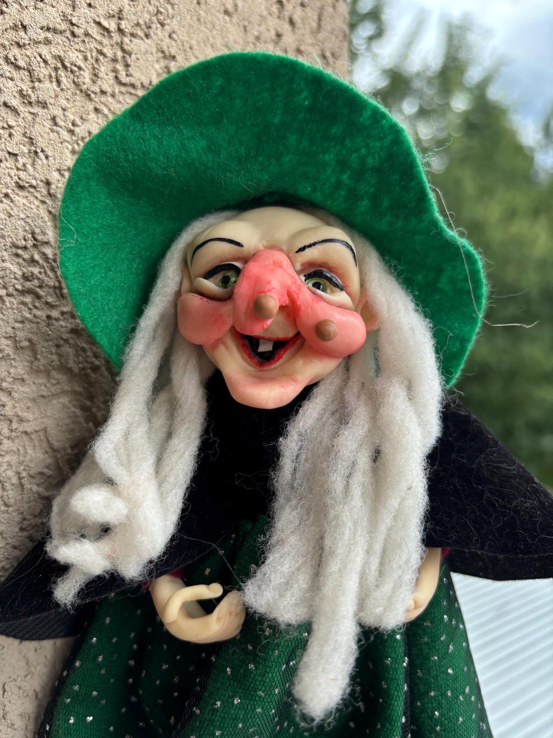 Witch Made of Ceramic and Real Fabric, Poseable Hands and Legs. - Etsy