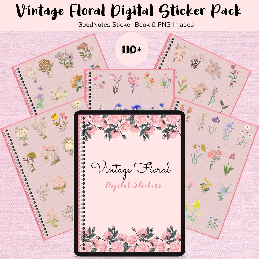 Vintage Floral Digital Planner Stickers: Goodnotes Stickers (PNG) - Etsy