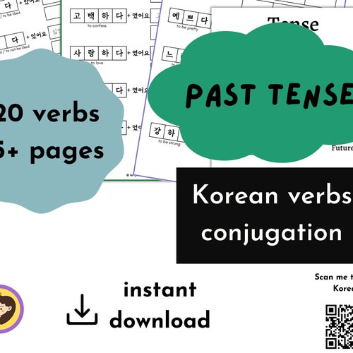Past Tense Korean Verb Conjugation Worksheet 한글 동사 - Etsy