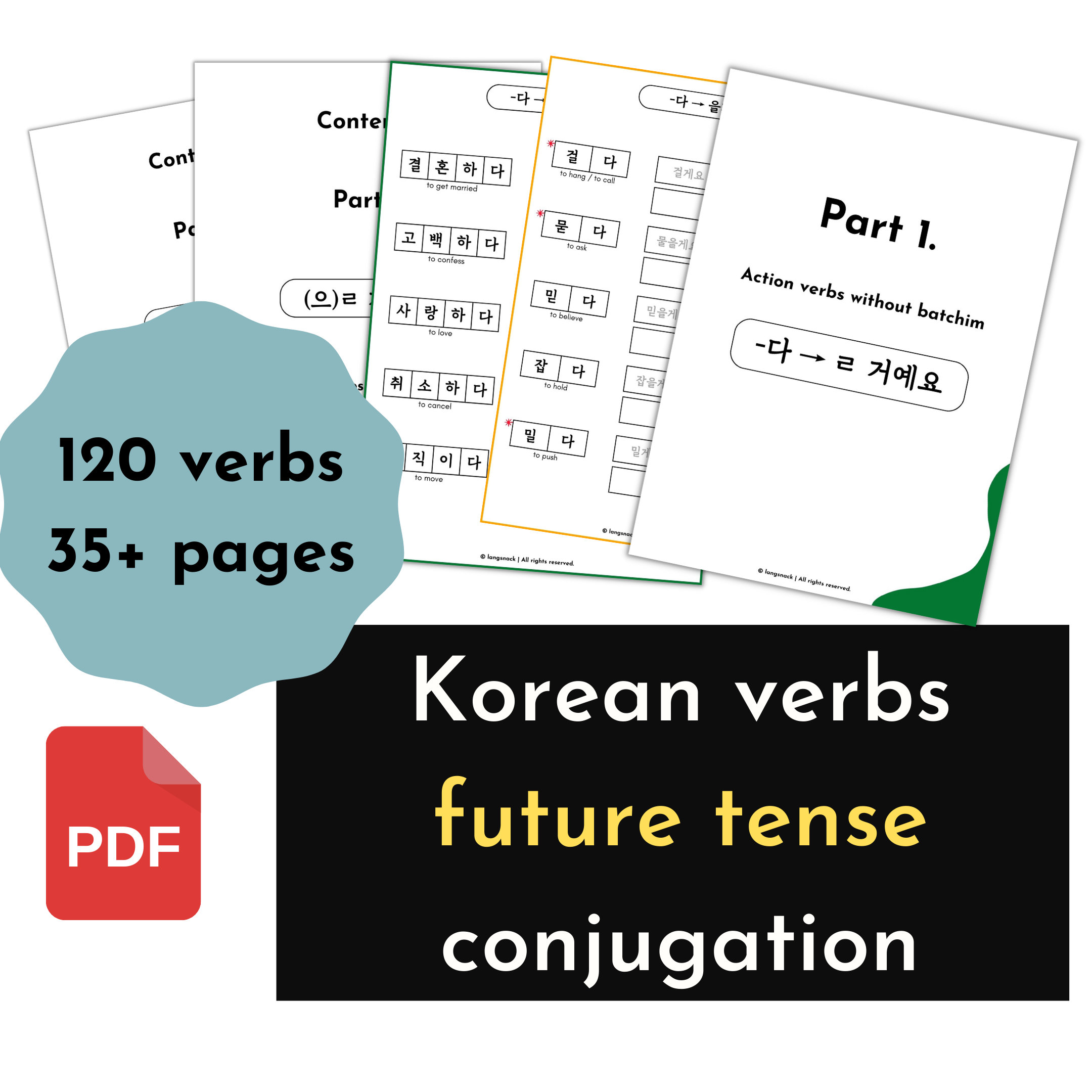 Future Tense | Korean Verb Conjugation | Worksheet | 한글 | 동사 | Master ...