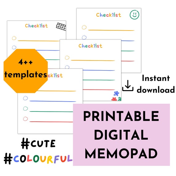 Printable Memo Pad Cute Checklist To-do List 메모장 메모 - Etsy