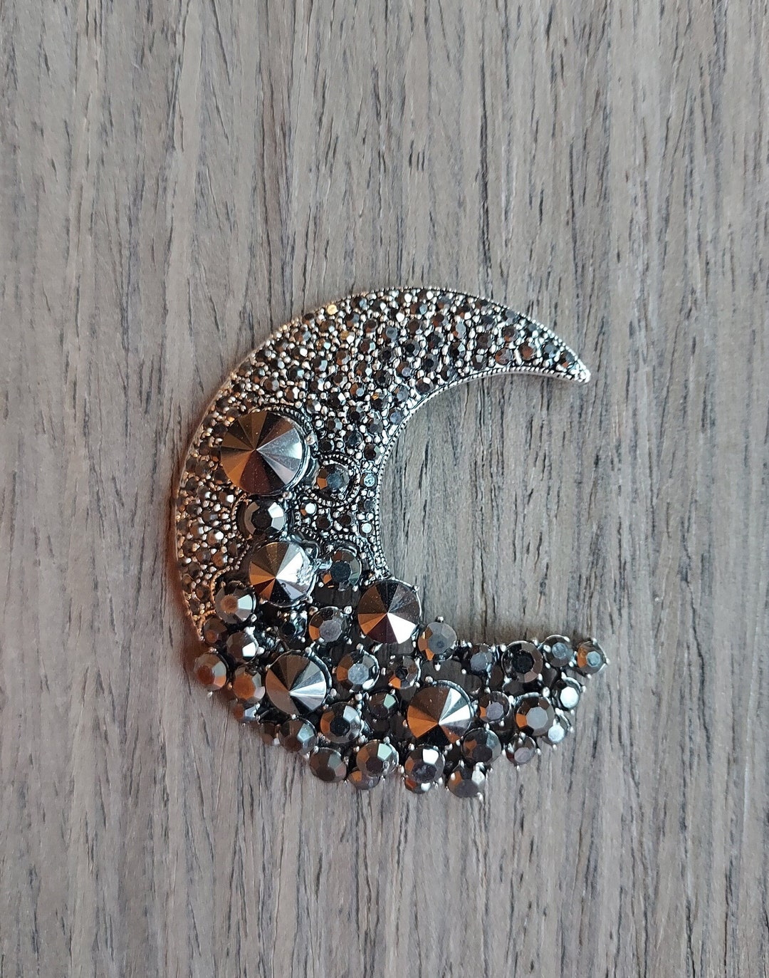 Bedazzled Cresent Moon Magnetic Brooch, Magnetic Accessory. Moon Scarf ...