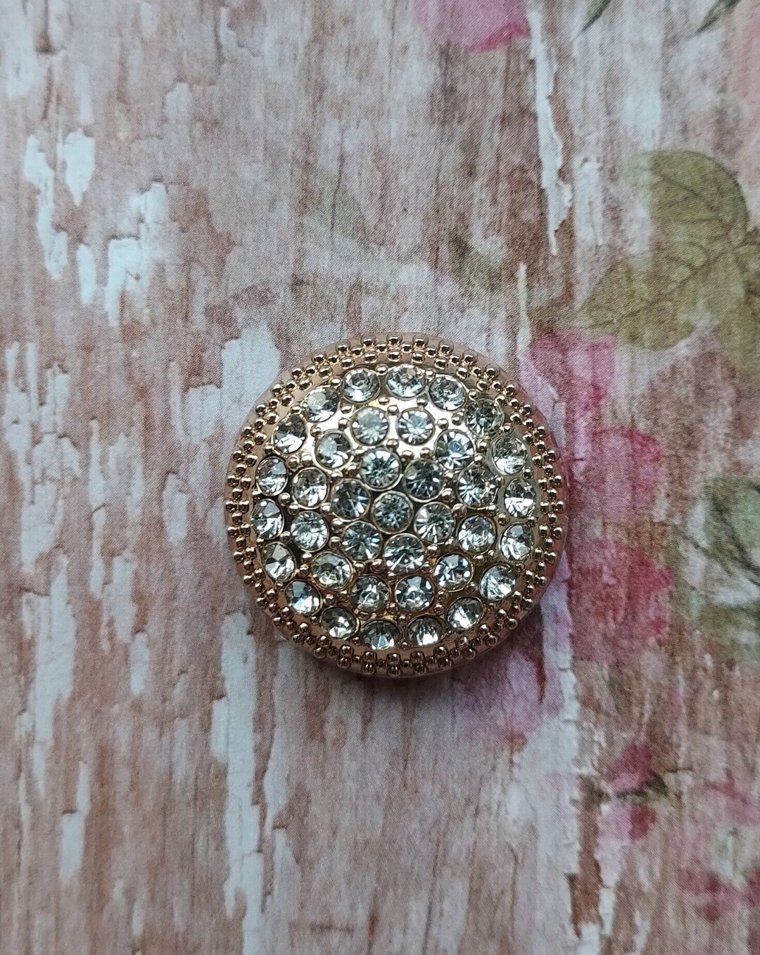 25mm Magnetic Scarf Button Gold-tone and Clear Crystal. Magnetic Pin ...