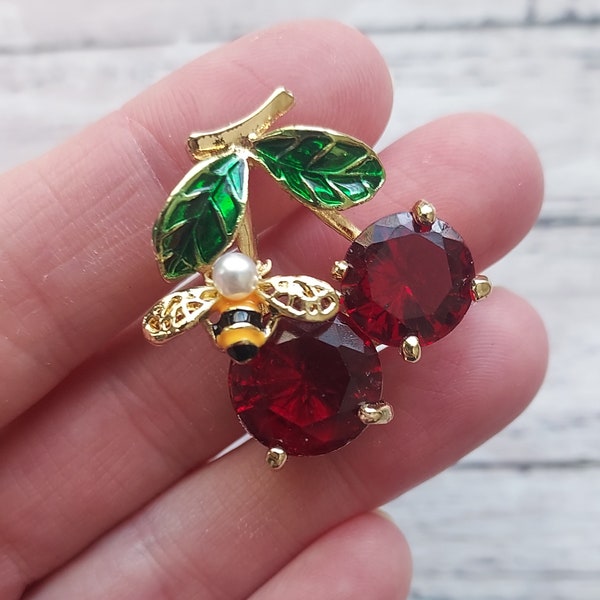 Cherry Brooch - Etsy