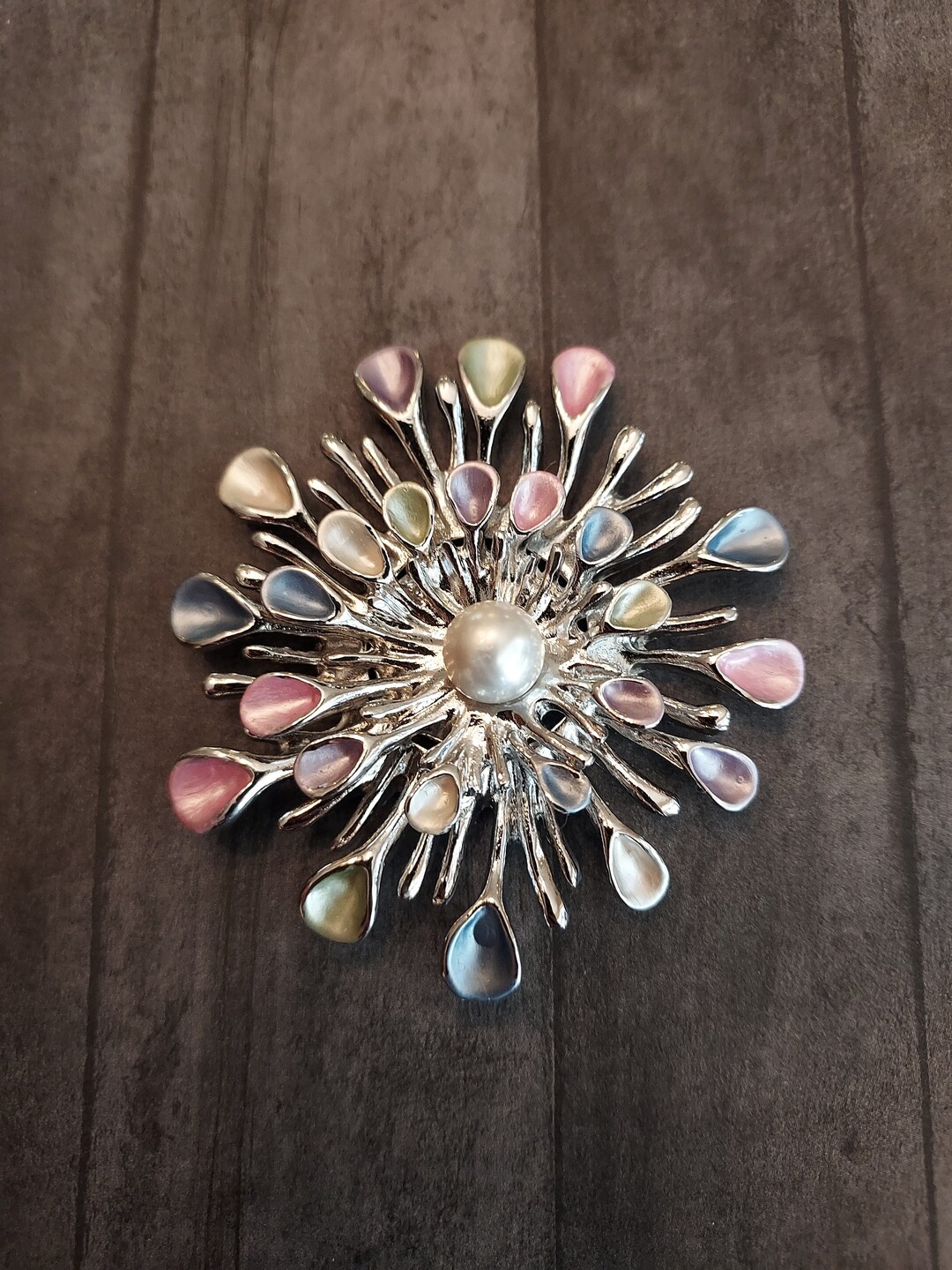 Modern Pastel and Silver-tone MAGNETIC Brooch. Magnetic Scarf Pin. Pink ...