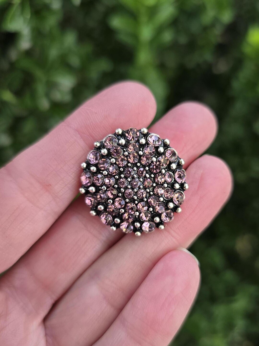 Purple Pink Crystal Studded Brooch/lapel Pin, Magnetic Accessory ...