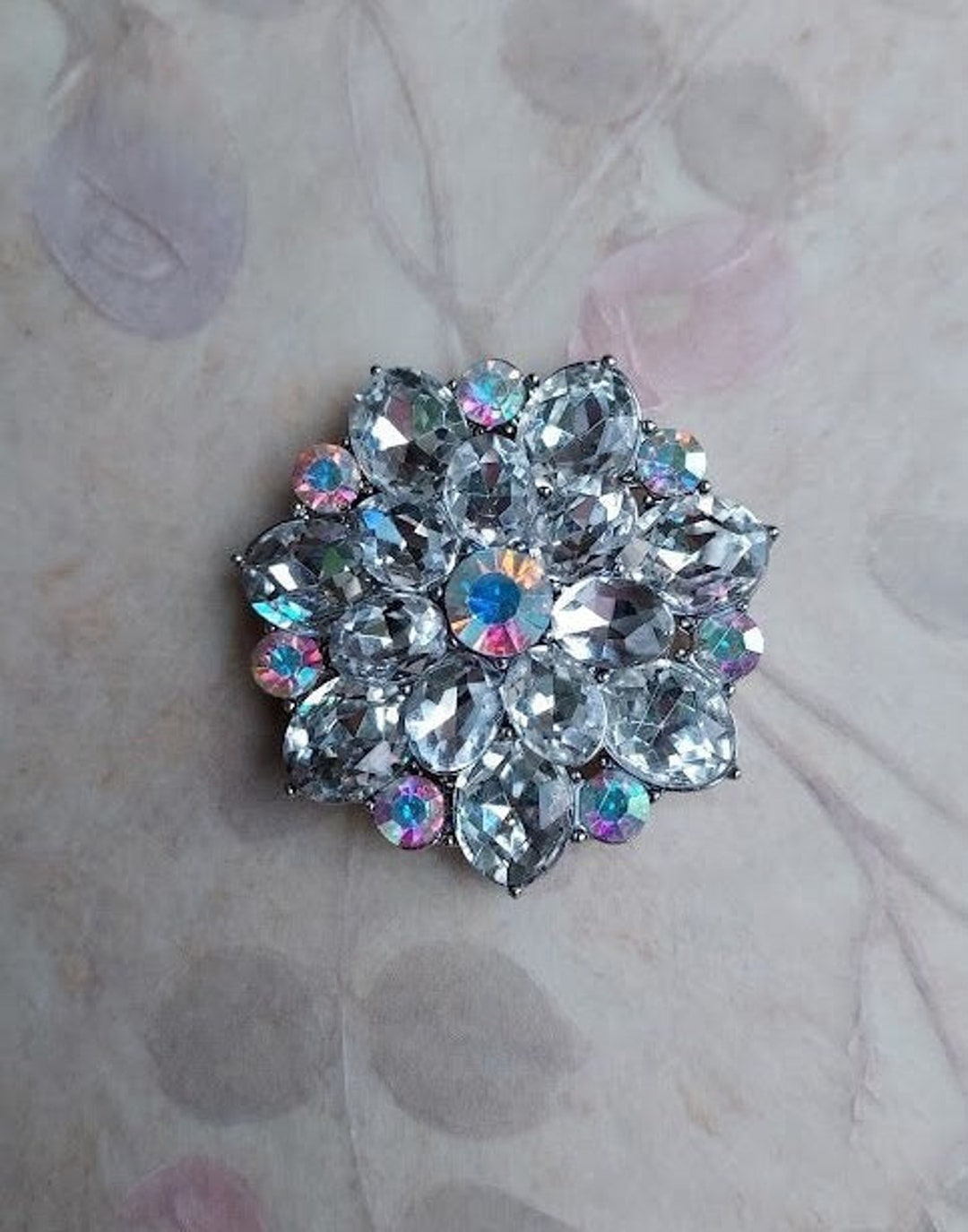 Fancy Clear and AB opalescent Crystal Rounded Magnetic Brooch, Horse ...