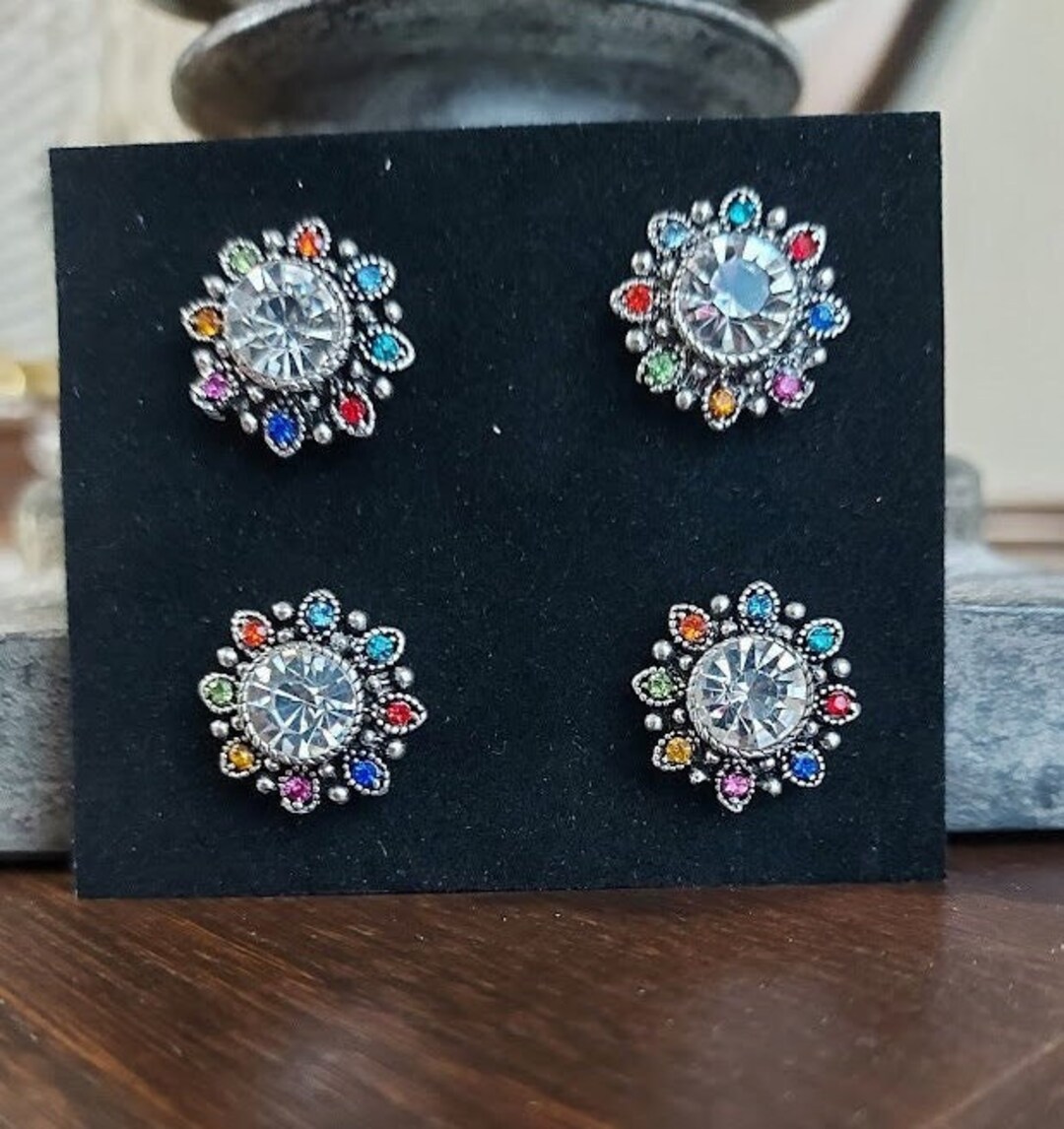 4 Multicolored Jeweled Sunflower Magnetic Number Pins. Horse Show ...