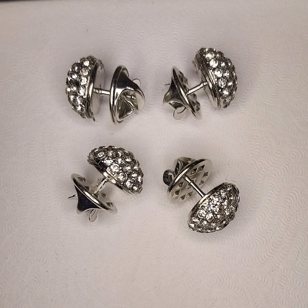 SALE Back Number Pins, Rhinestone Studded Crystals, 4 Piece Set of ...