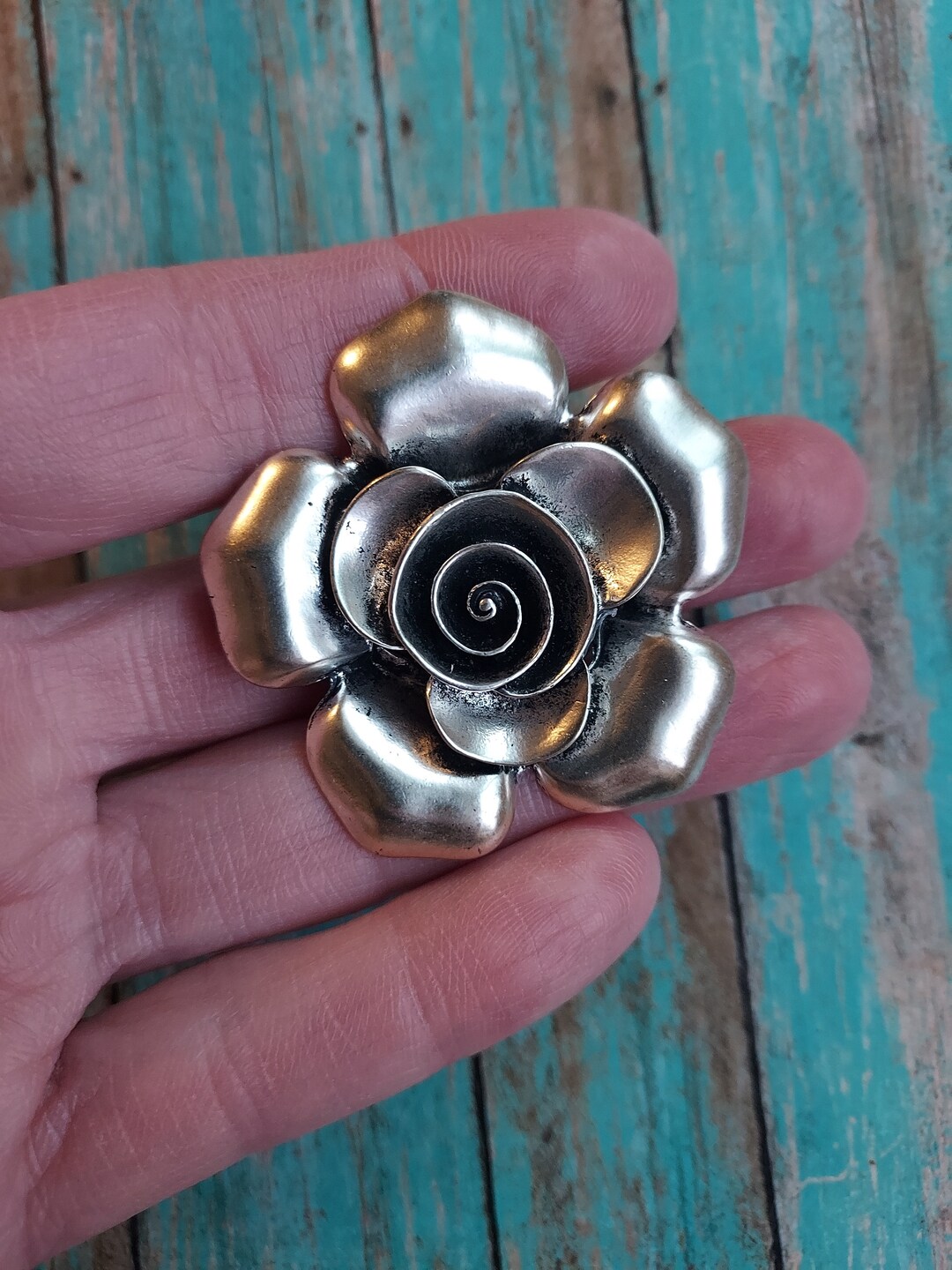 45mm Silver-tone Rose Magnetic Brooch, Magnetic Scarf Pin, Magnetic ...