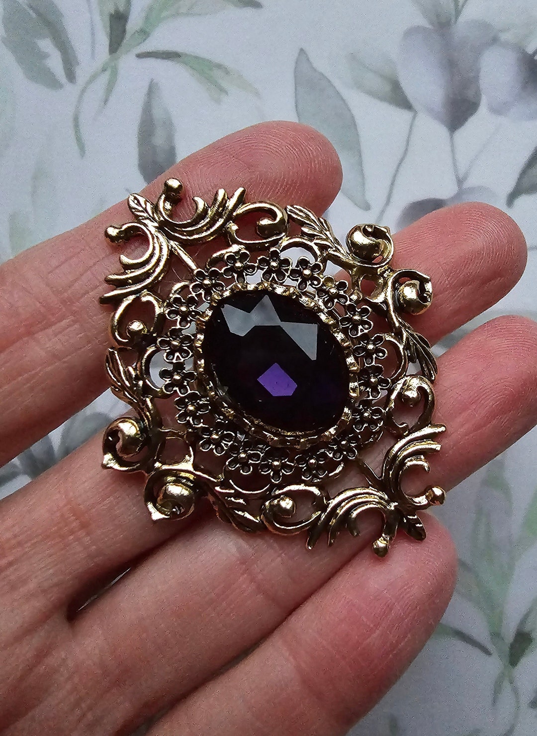 Dark Purple Crystal MAGNETIC Brooch, Magnetic Accessory. Horse Show ...