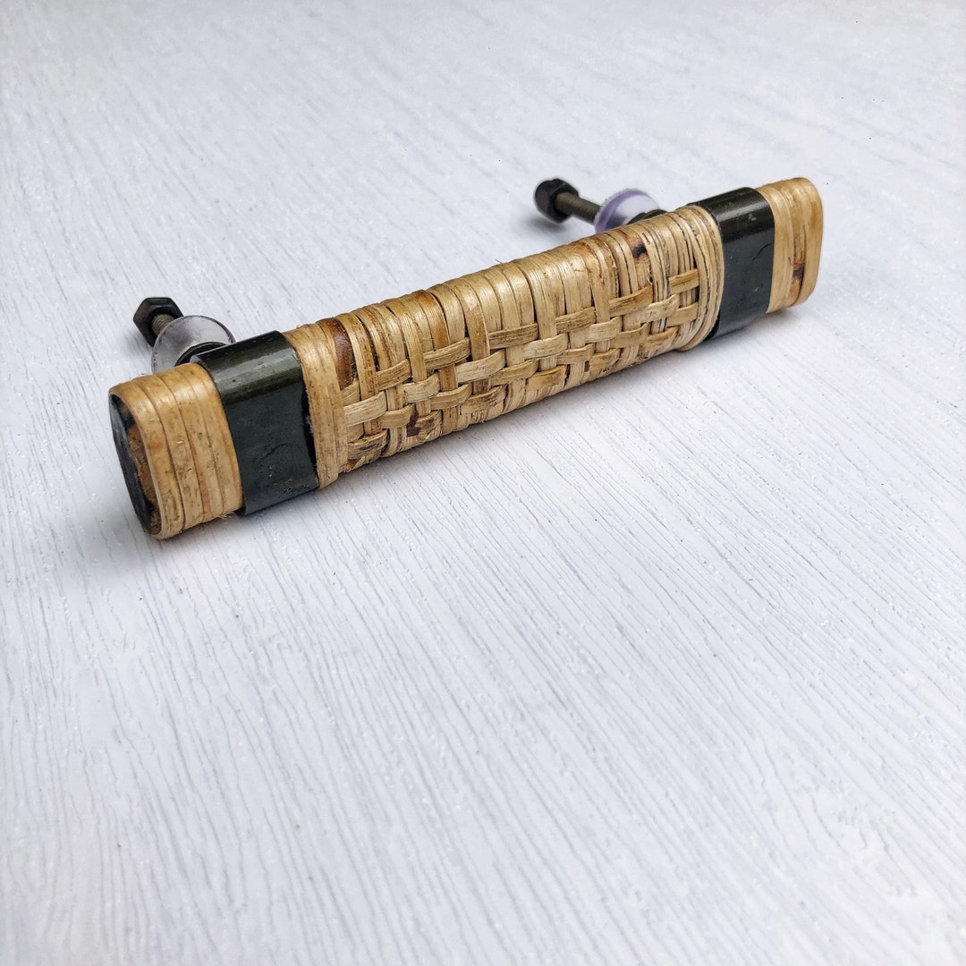 Rattan and Brass Handle Rattan Handles and Pulls Boho Handles Natural ...