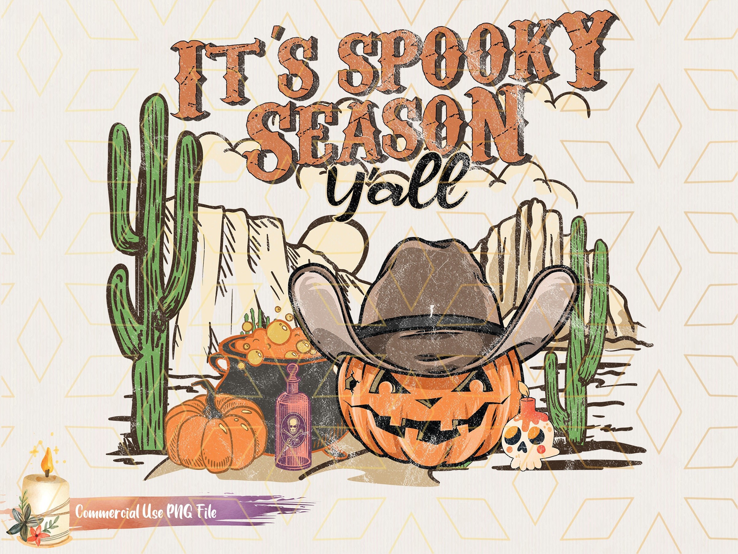 Halloween PNG It's Spooky Season Y'all Western - Etsy