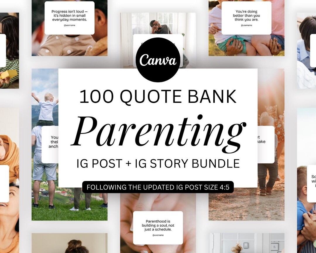 Parenting Quote IG Post Bundle: 100 Canva Templates (digital Download ...