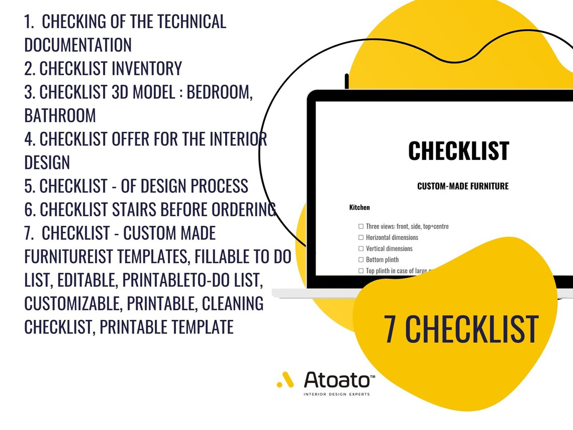 7 Checklist Kit for Architect, Interior Design, Printableto-do List ...