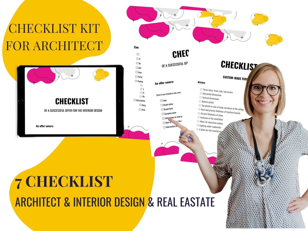 7 Checklist Kit for Architect, Interior Design, Printableto-do List ...