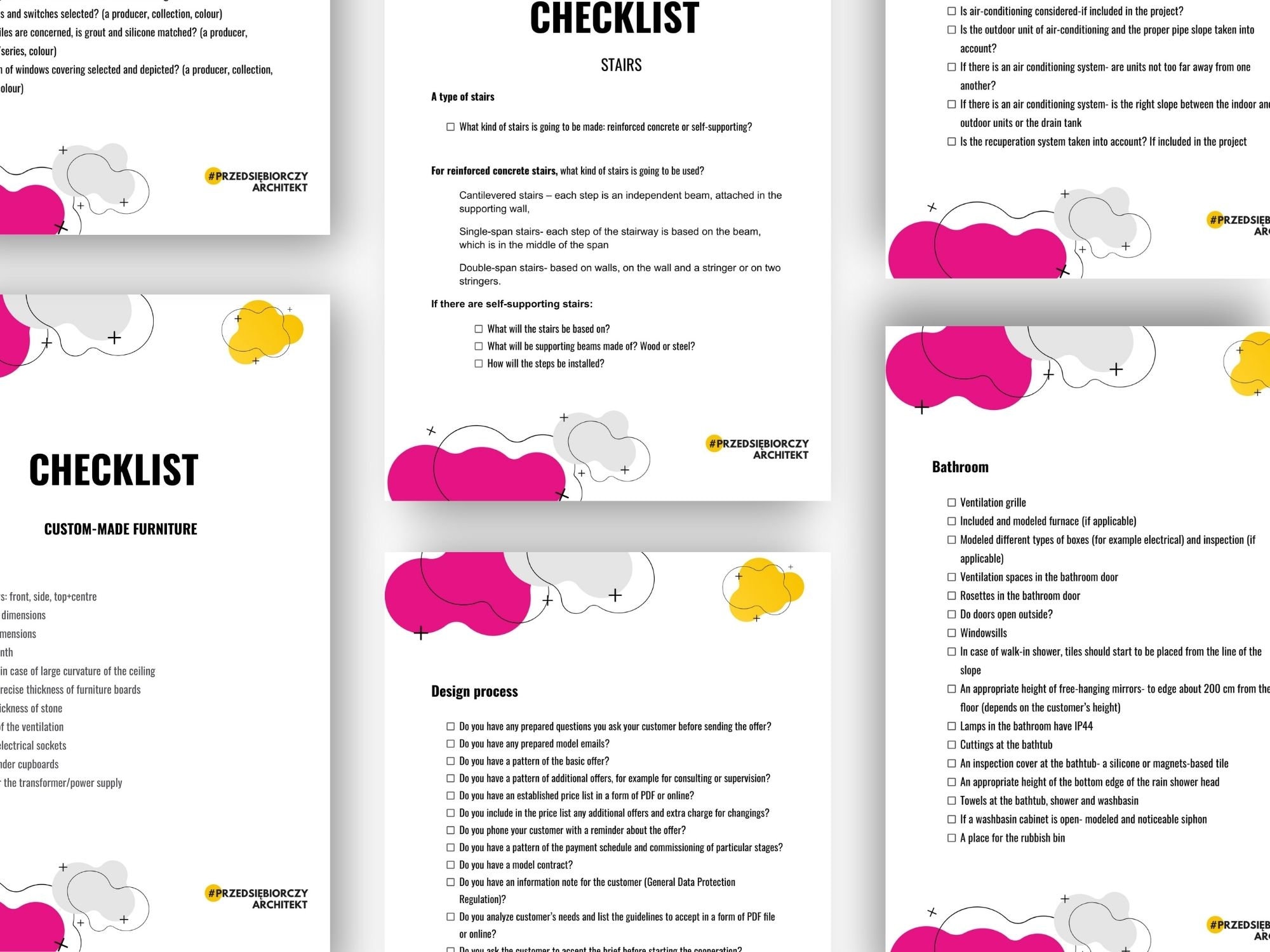 7 Checklist Kit for Architect, Interior Design, Printableto-do List ...