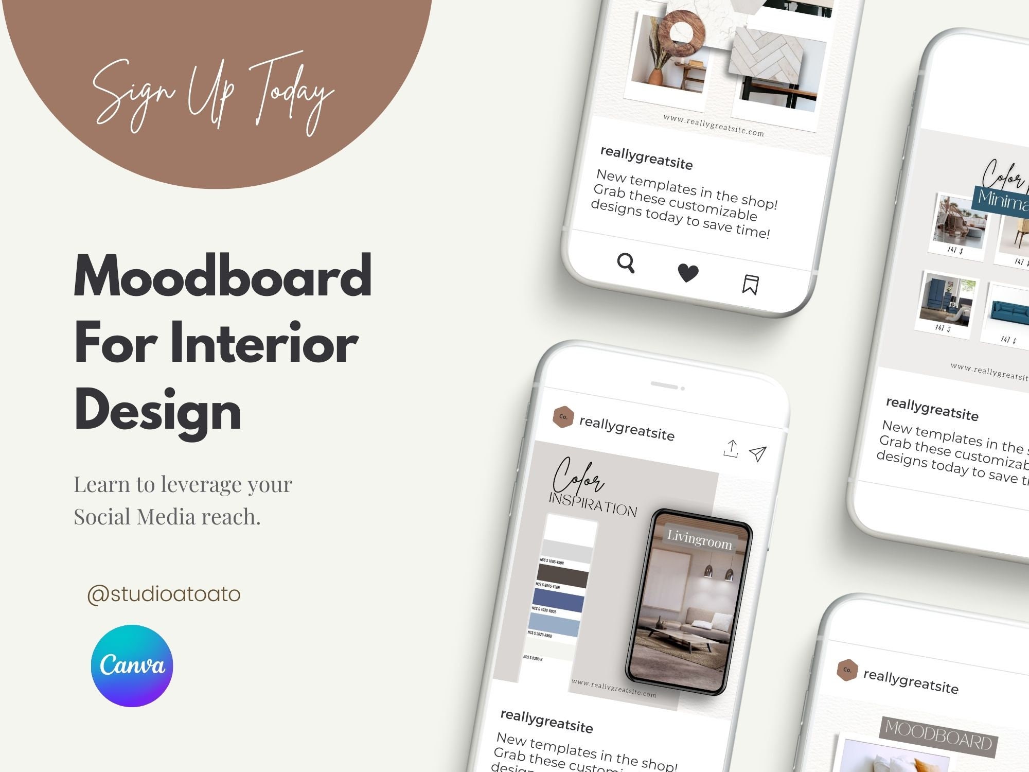 Interior Design Moodboard Creation Kit, Architect, Canva Template ...