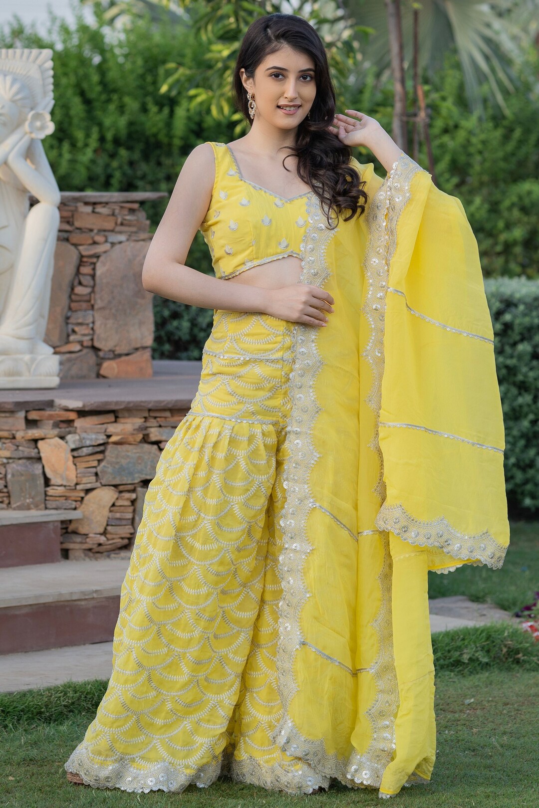Haldi Yellow Sharara Set , Wedding Wear , Festive Wear , Women Wear ...