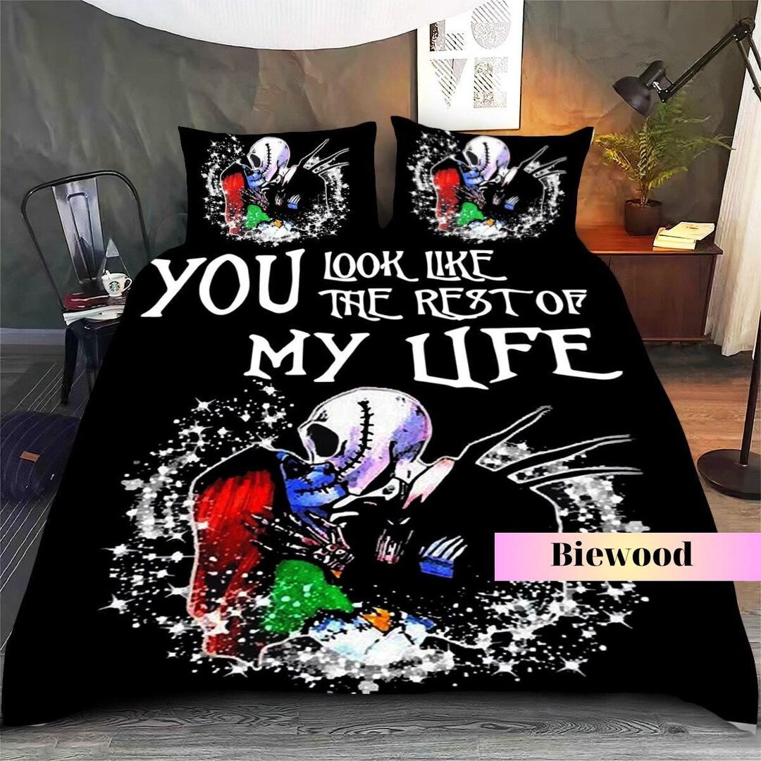 Jack and Sally Bedding Set, Jack Skellington Bedding, Halloween Duvet ...