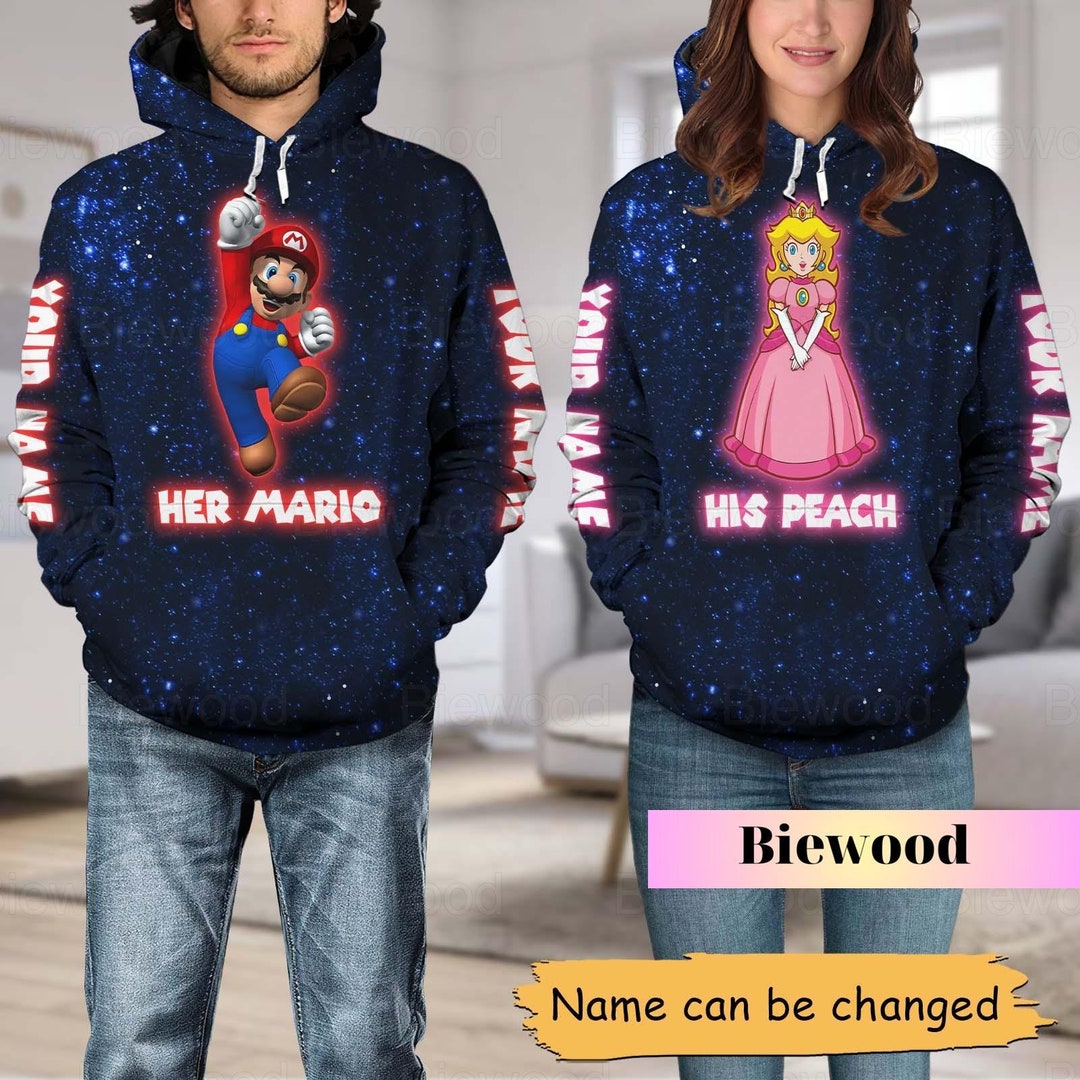 Super Mario and Peach Hoodie, Princess Peach Mario Shirt, His and Her ...