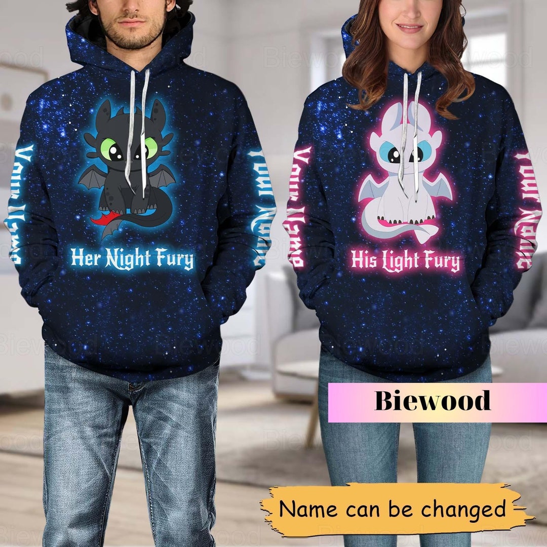 Toothless and Light Fury Couples Hoodies, Couples Matching Outfits ...