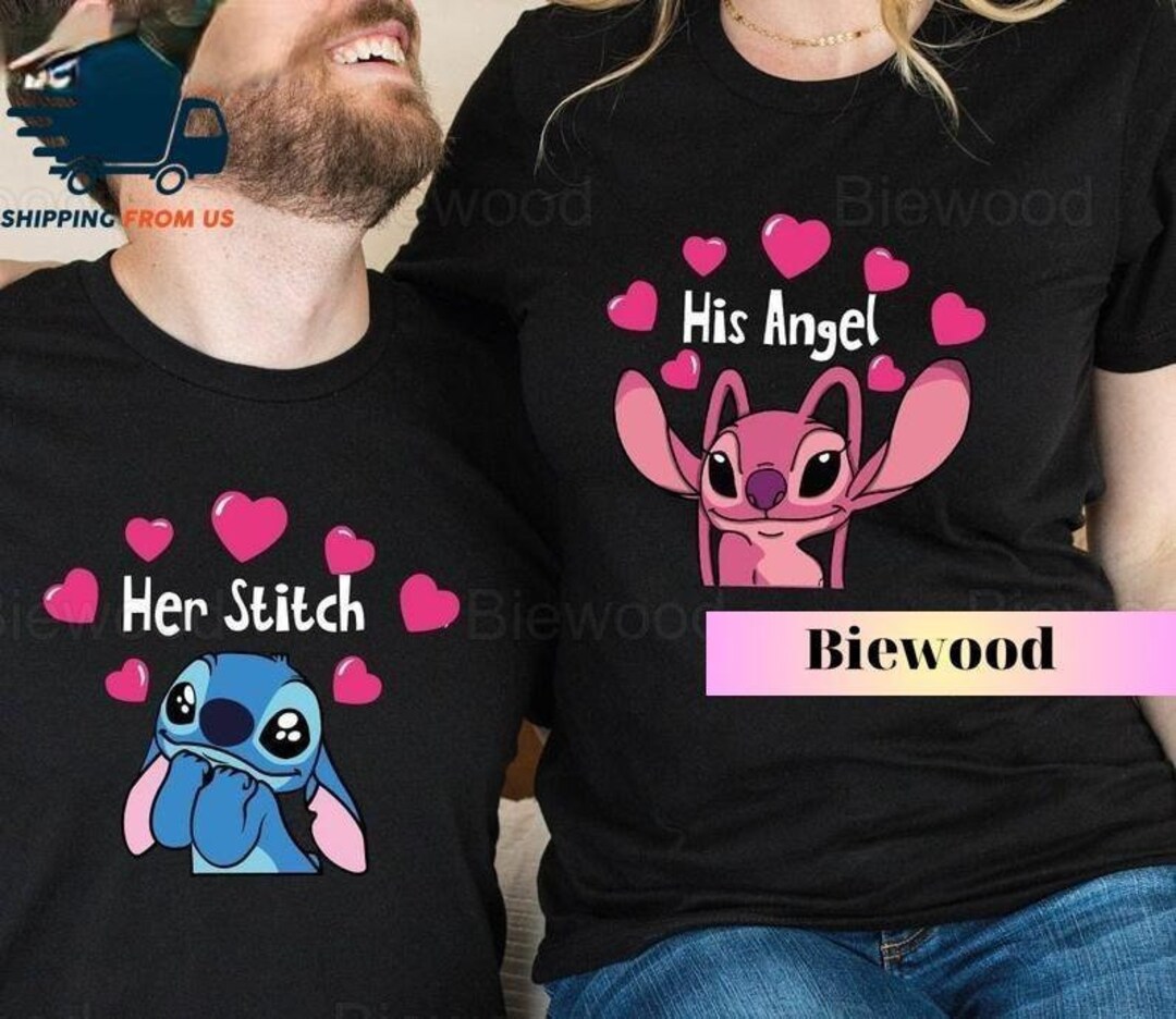 Christmas Stitch and Angel Couple Hoodie Stitch Angel - Etsy