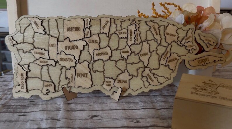 3D Map of Puerto Rico With Its Towns - Etsy