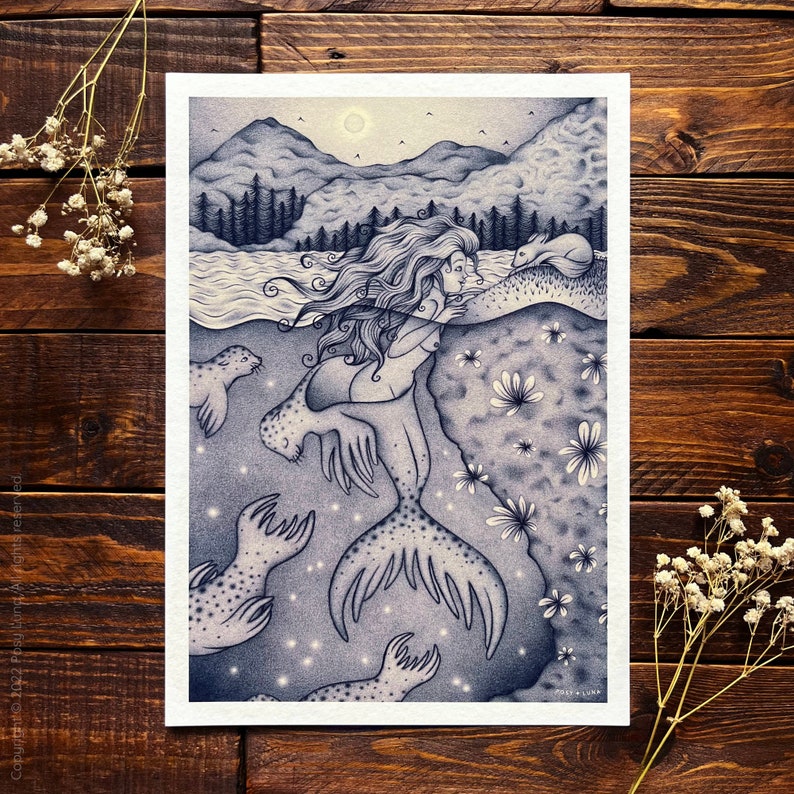 Selkie - Art Print - Scottish Folklore Wall Art Seal Woman - Etsy