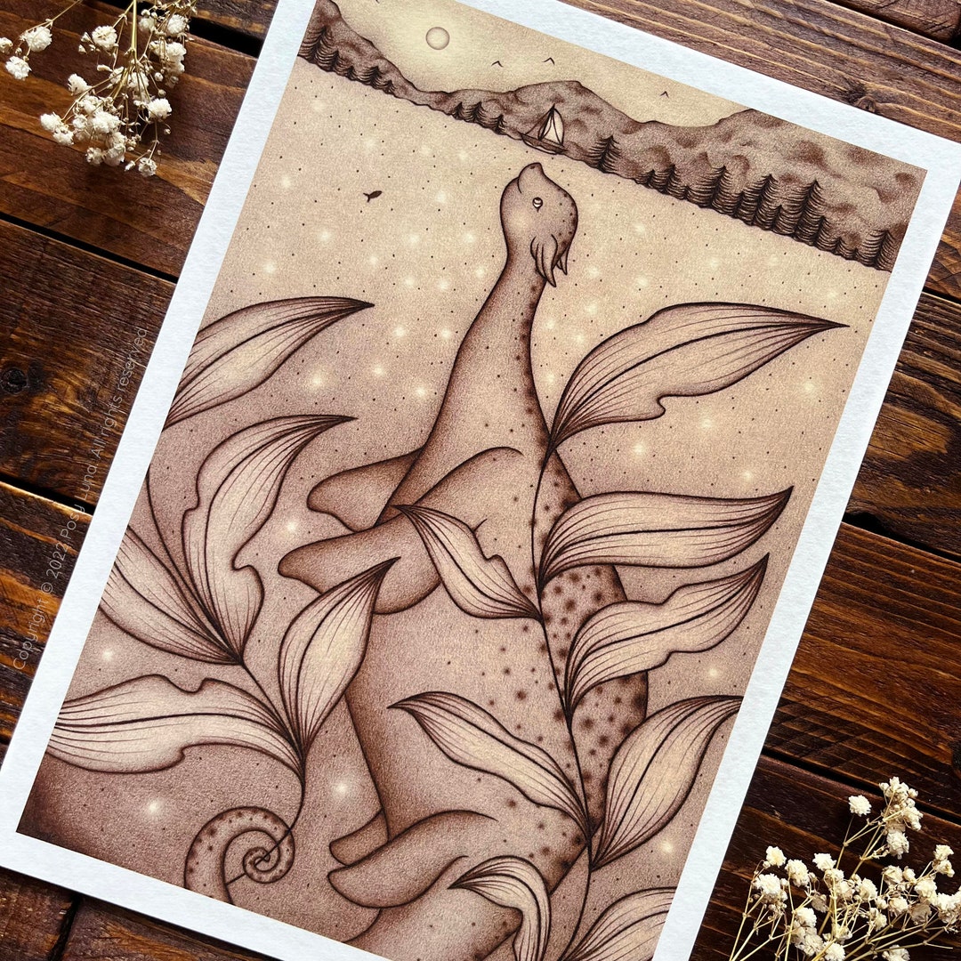 Nessie - Art Print - Scottish Folklore Wall Art Loch Ness Monster - Etsy UK