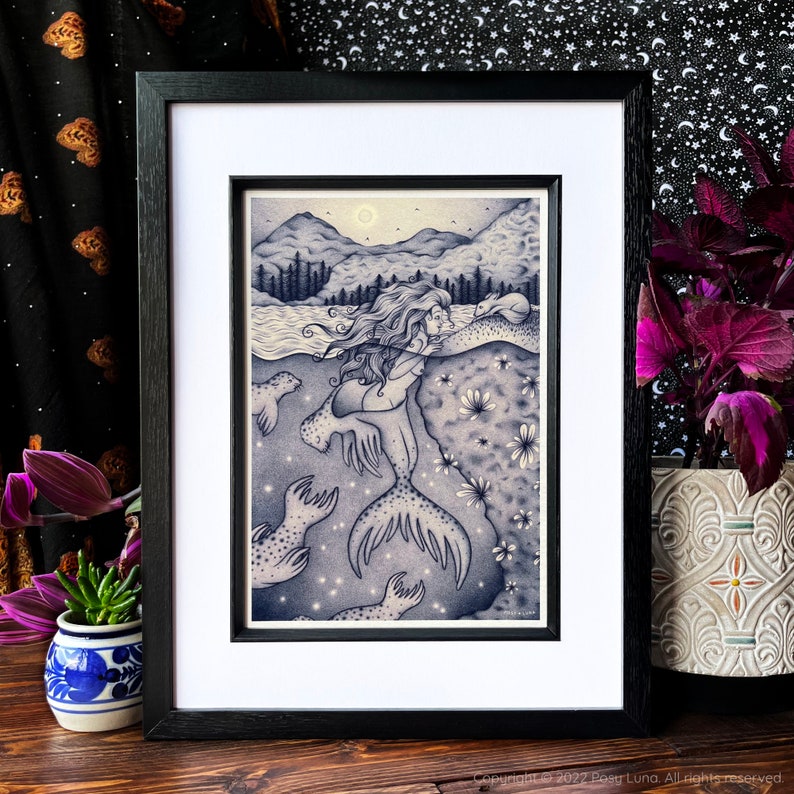 Selkie - Art Print - Scottish Folklore Wall Art Seal Woman - Etsy