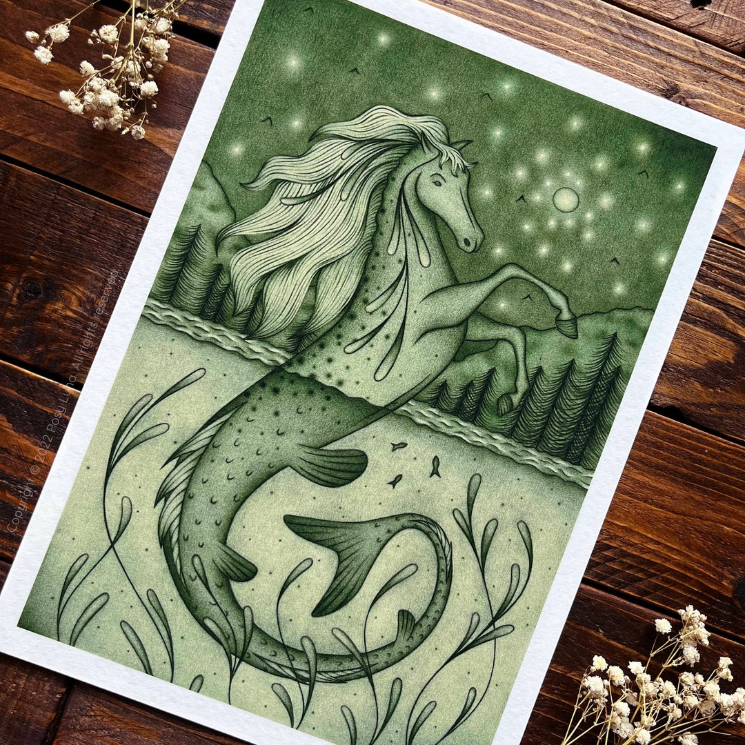 Kelpie - Art Print - Scottish Folklore Wall Art Loch Water Horse - Etsy