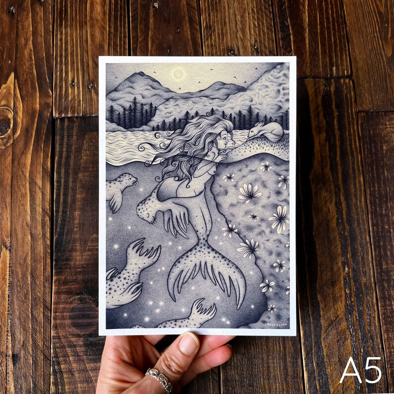 Selkie - Art Print - Scottish Folklore Wall Art Seal Woman - Etsy