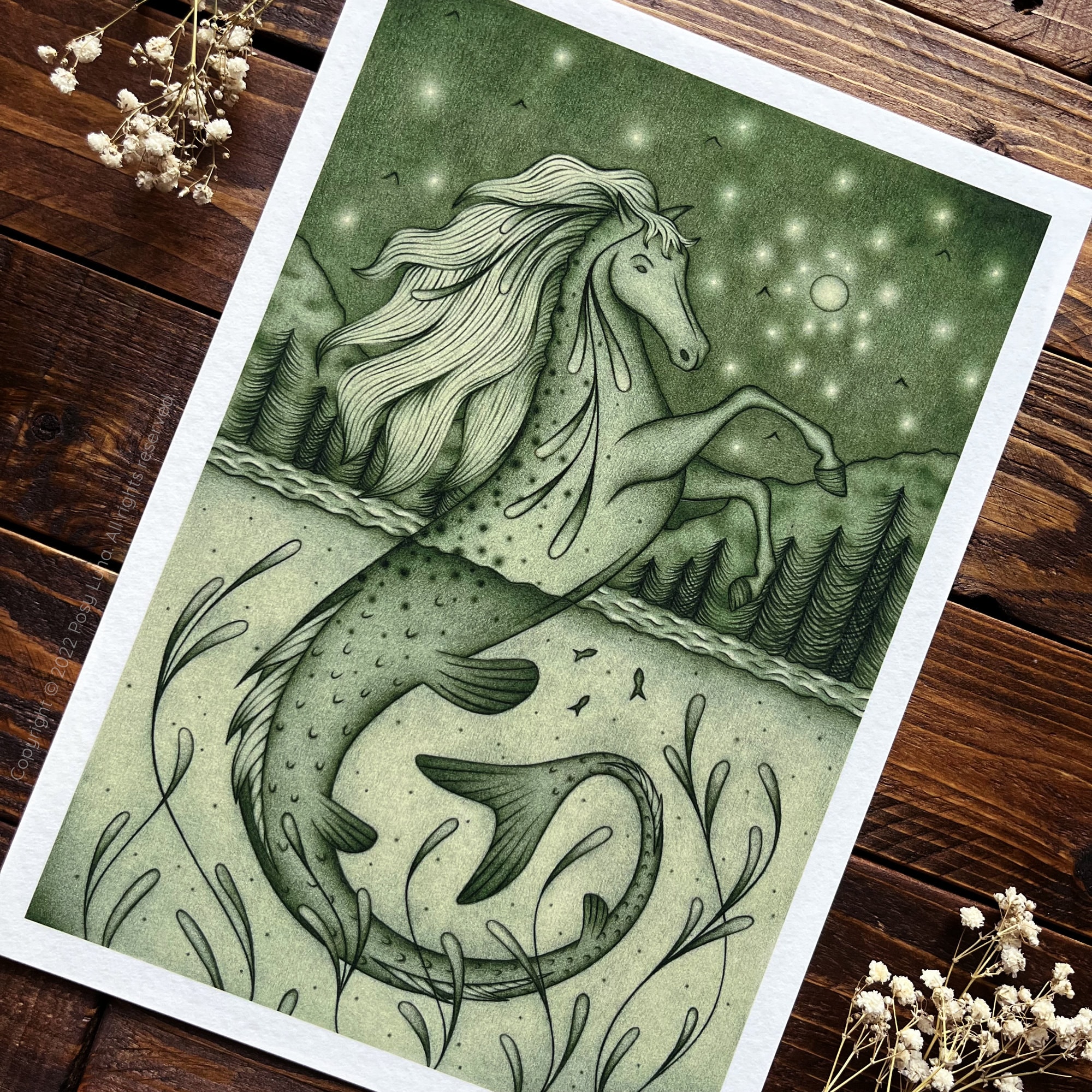 Scottish Myths Set of 3 Art Prints: Nessie, Selkie, Kelpie ...