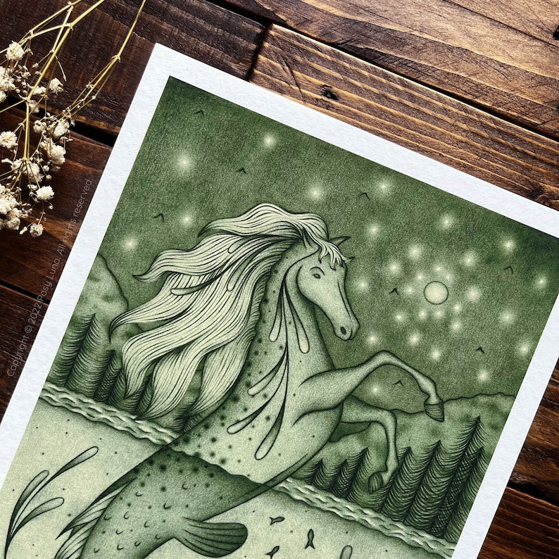 Kelpie - Art Print - Scottish Folklore Wall Art Loch Water Horse - Etsy