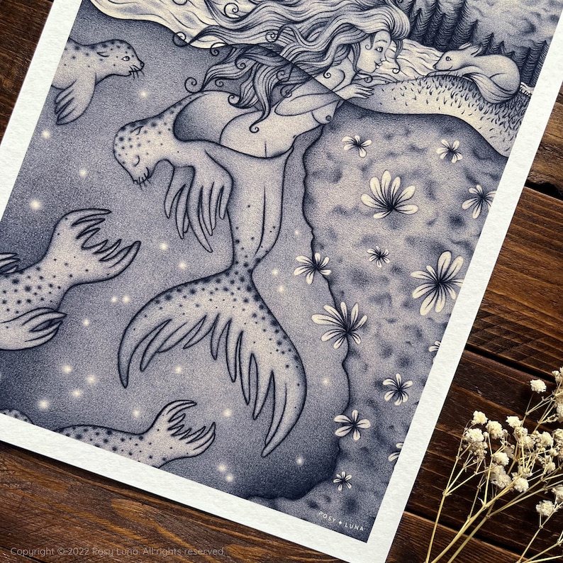 Selkie - Art Print - Scottish Folklore Wall Art Seal Woman - Etsy UK