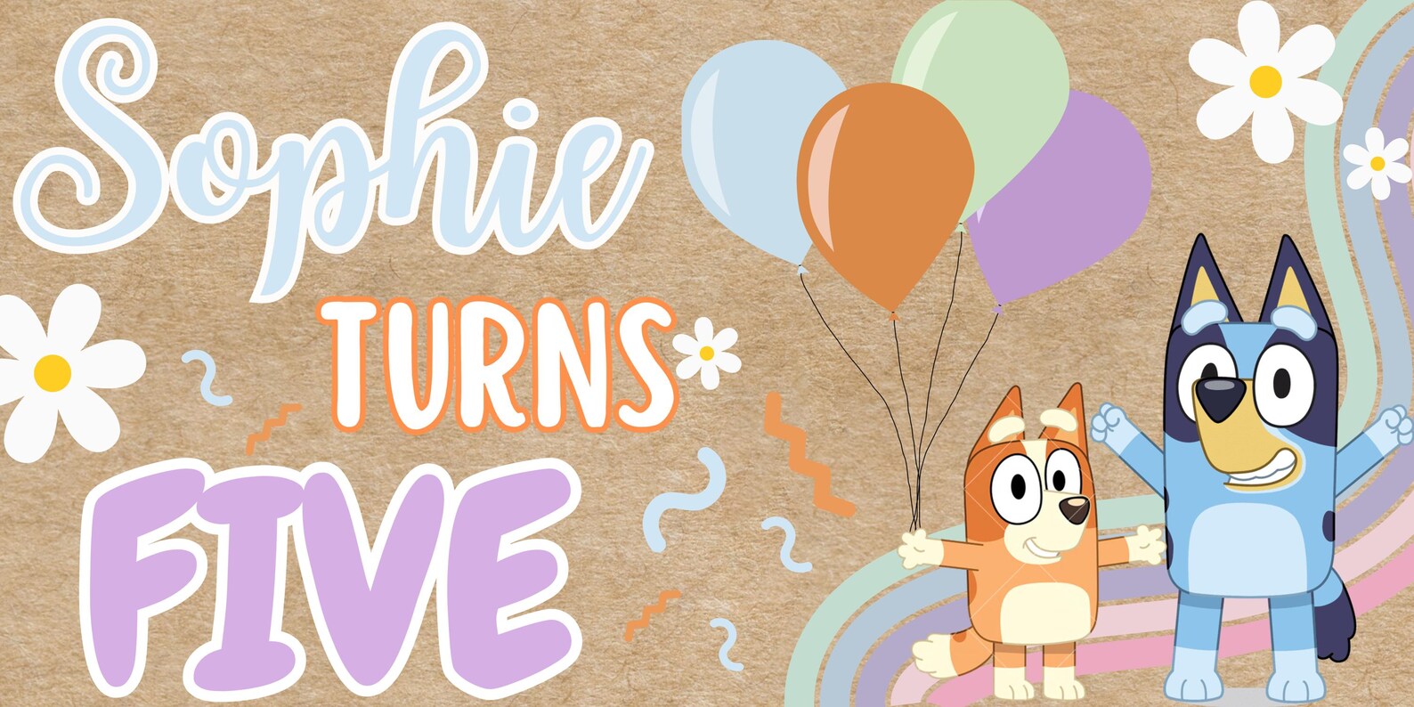 Custom Hand Painted Banner-bluey Birthday Banner - Etsy