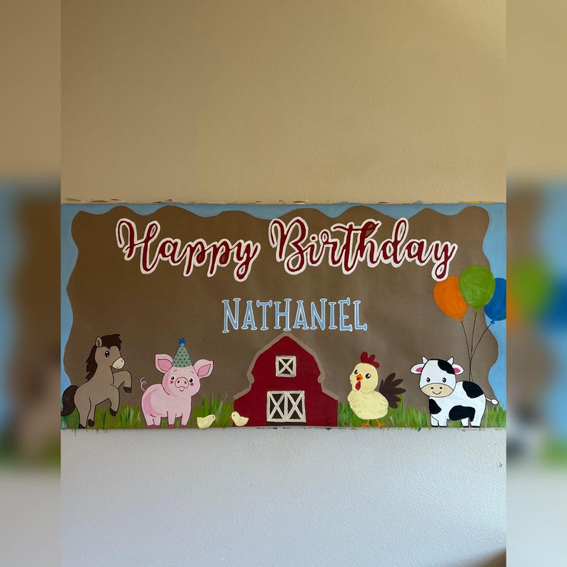 Farm Animal Birthday Banner HAND PAINTED - Etsy