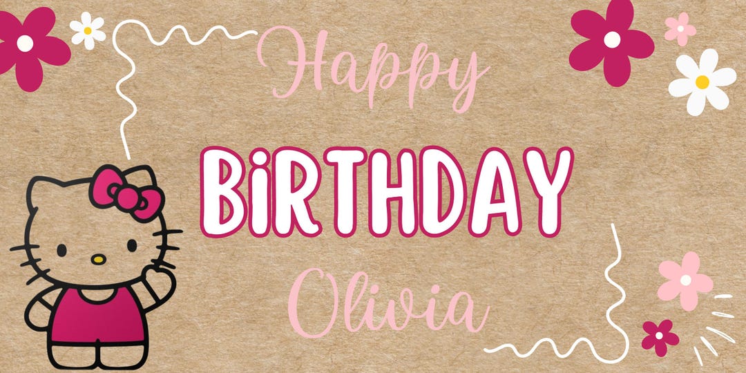 Hello Kitty Birthday Banner - Etsy