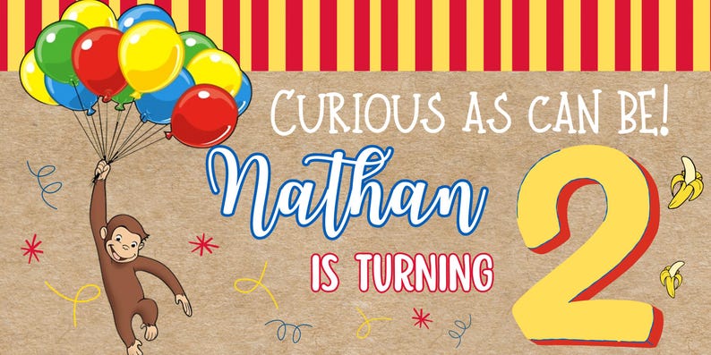 Curious George Birthday Banner - Etsy
